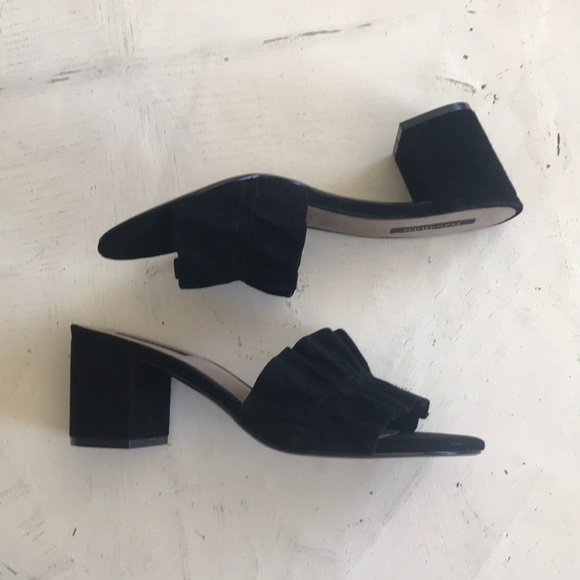 Ava & Aiden | Shoes | Ava Aiden Block Heel Leather Black Sandal Mule ...